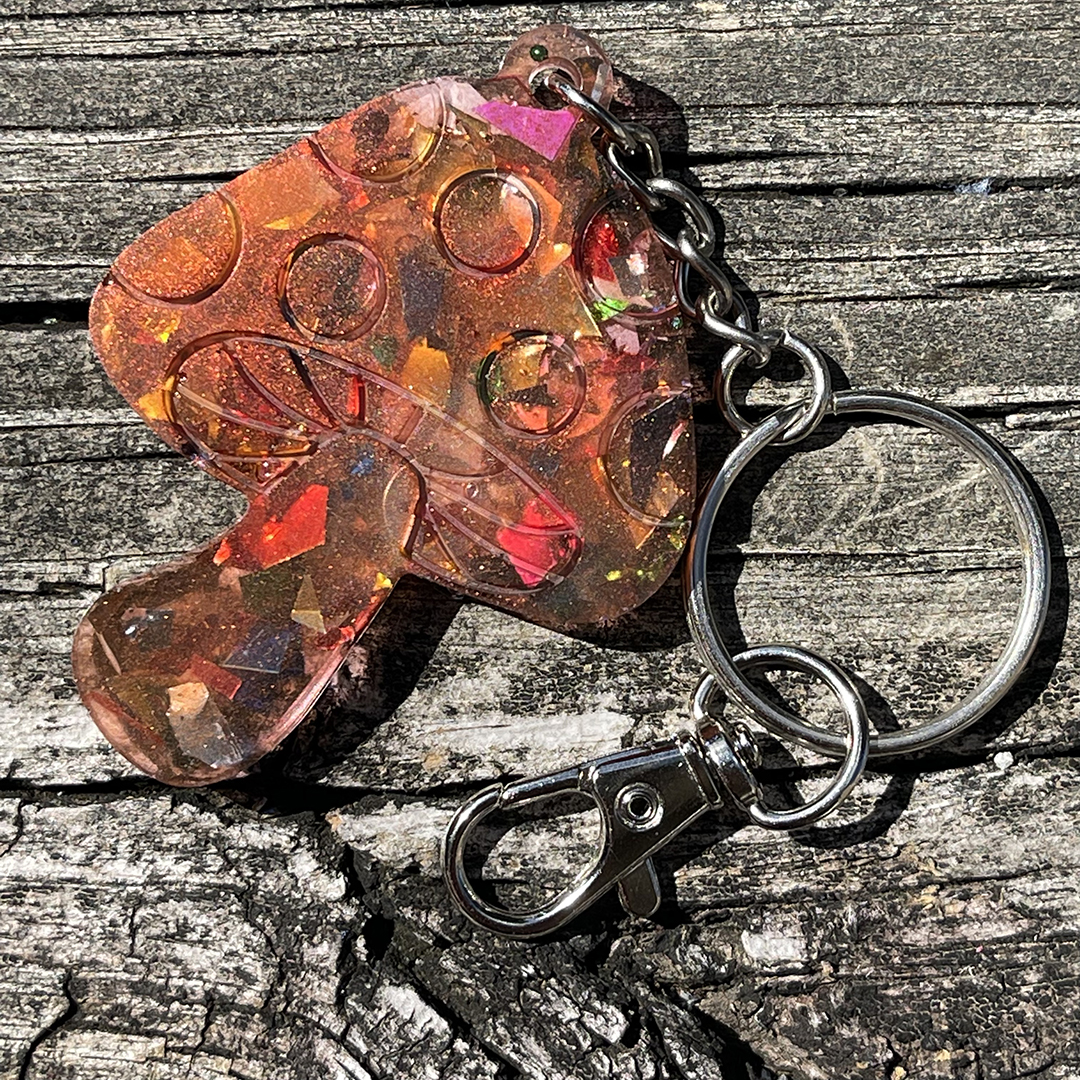 Copper Sparkle Mushroom Glitter Link Digital Business Card Clip - Luna Anemone