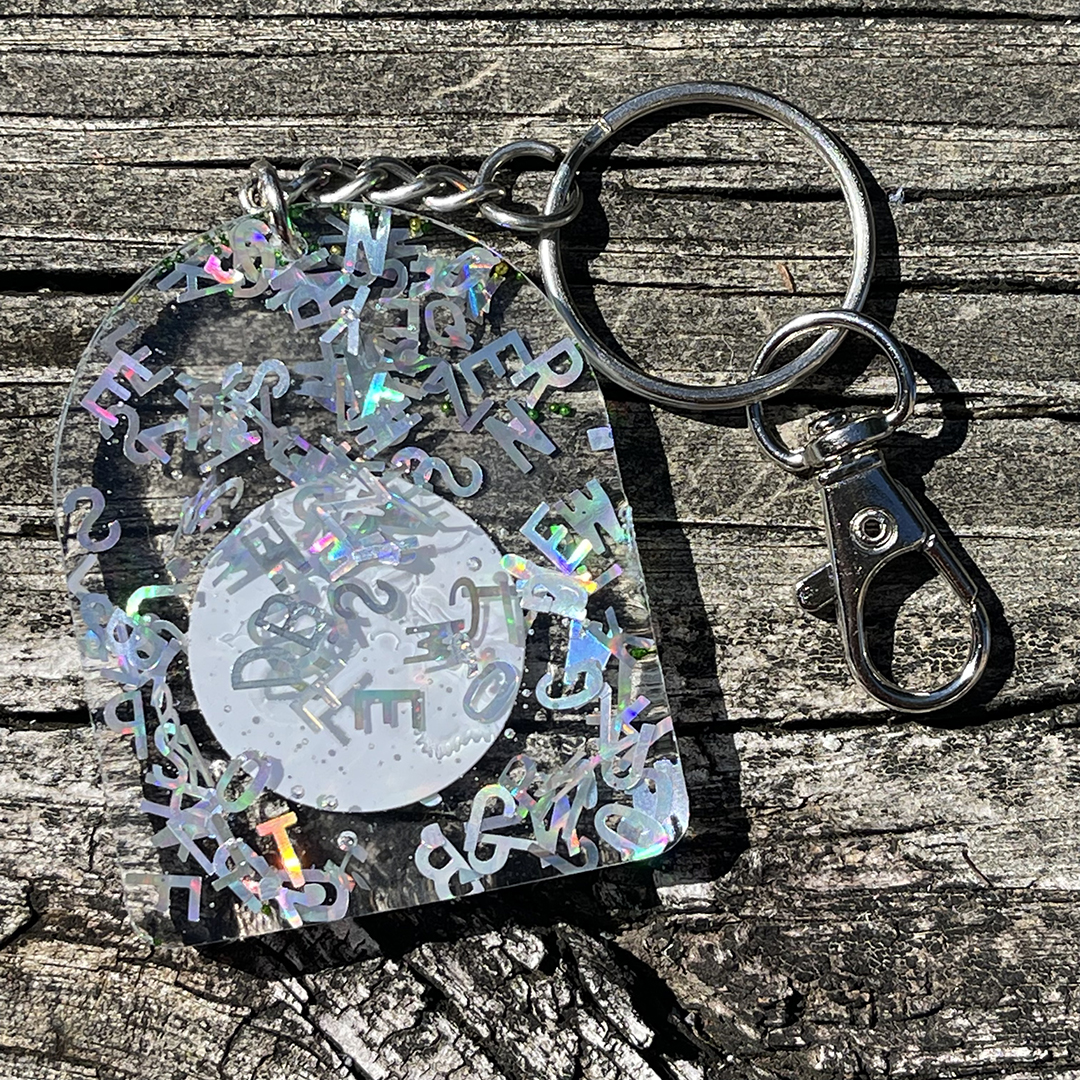 Holographic Letters Portal Glitter Link Digital Business Card Clip - Luna Anemone