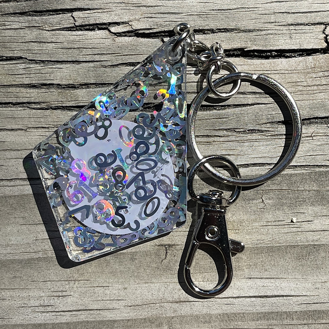Holographic Numbers Diamond Tie NFC Tag Glitter Link Digital Business Card Clip - Luna Anemone