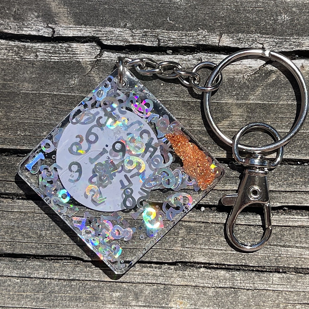 Holographic Numbers Square Glitter Link Digital Business Card Clip - Luna Anemone