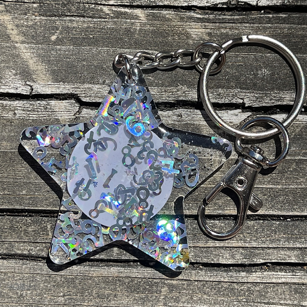 Holographic Numbers Star Glitter Link Digital Business Card Clip - Luna Anemone