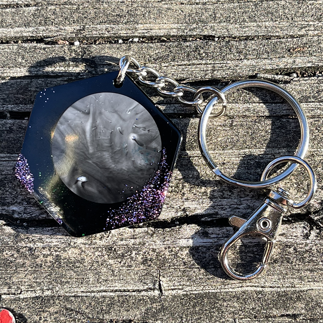 Mystic Moon Small Hexagon Glitter Link Digital Business Card Clip - Luna Anemone