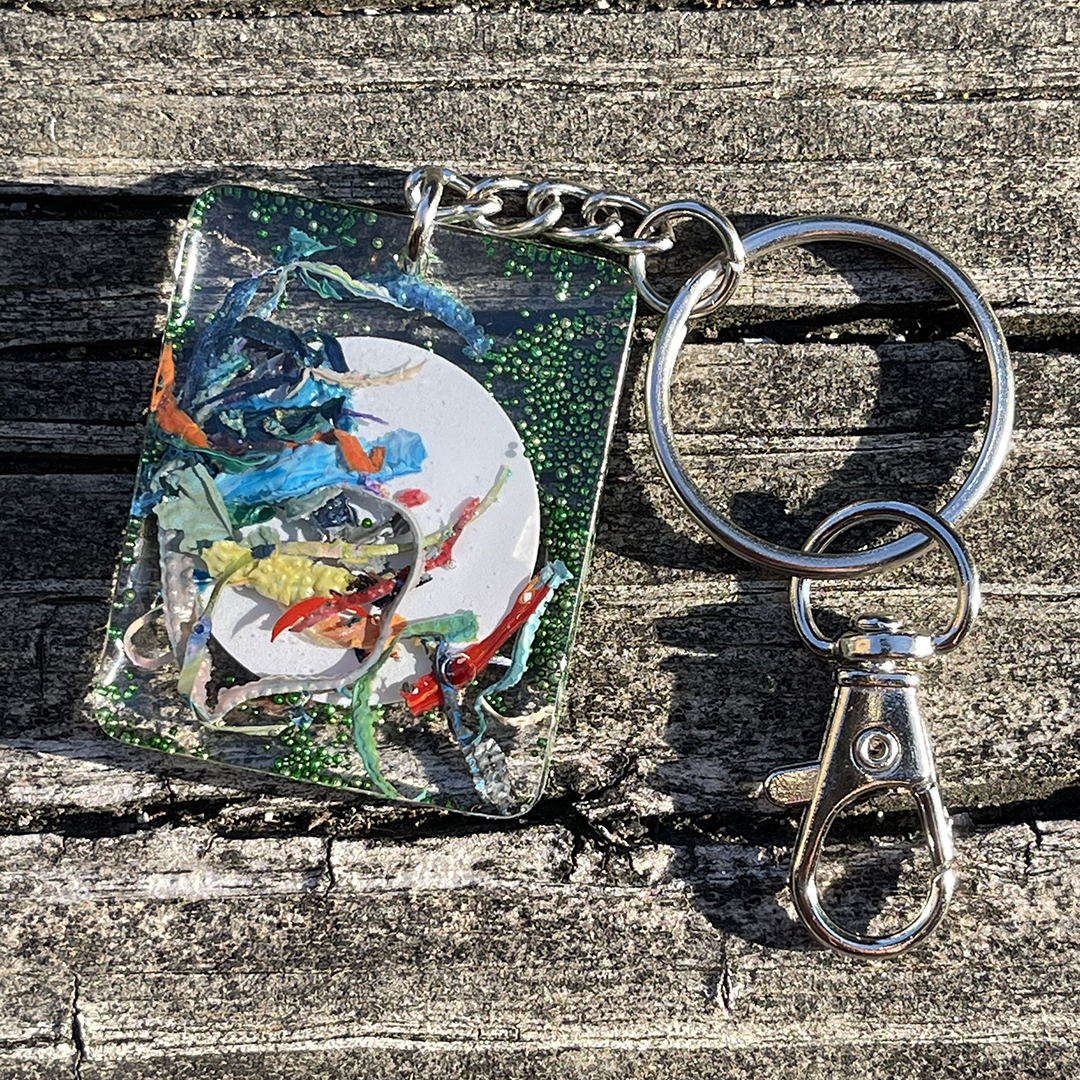 Paint Shavings Rectangle Glitter Link NFC Tag Digital Business Card Clip On - Luna Anemone