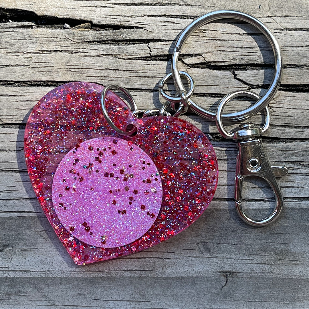 Pink and Red Heart Glitter Link Digital Business Card Clip - Luna Anemone