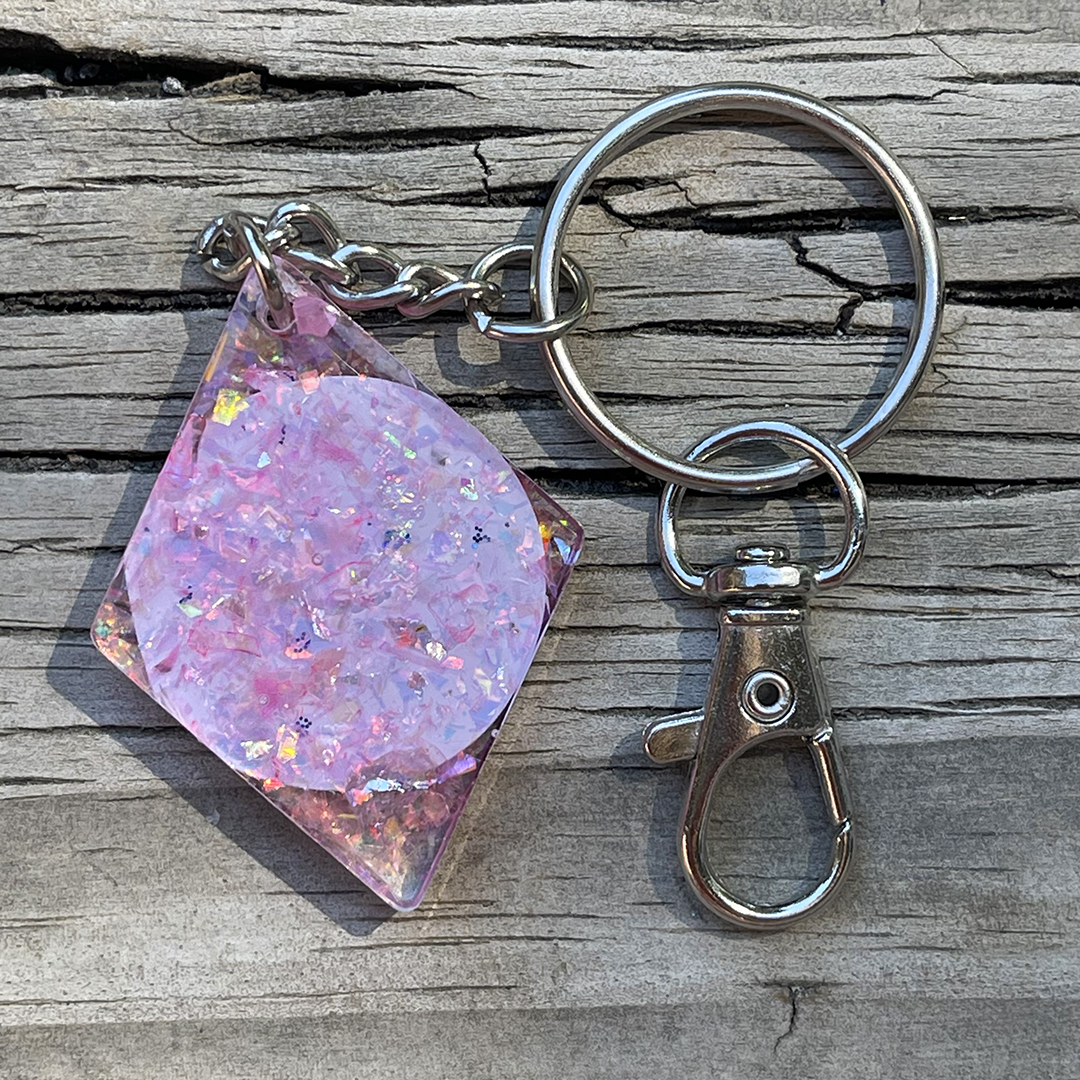 Pink Shimmer Small Diamond Glitter Link Digital Business Card Clip - Luna Anemone