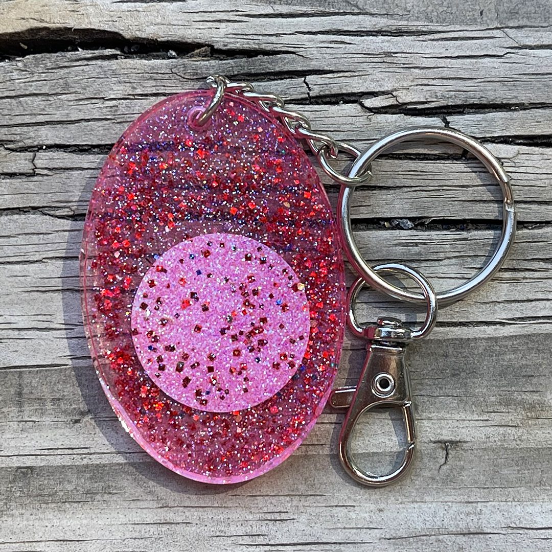 Pink and Red Oval Glitter Link Digital Business Card Clip - Luna Anemone